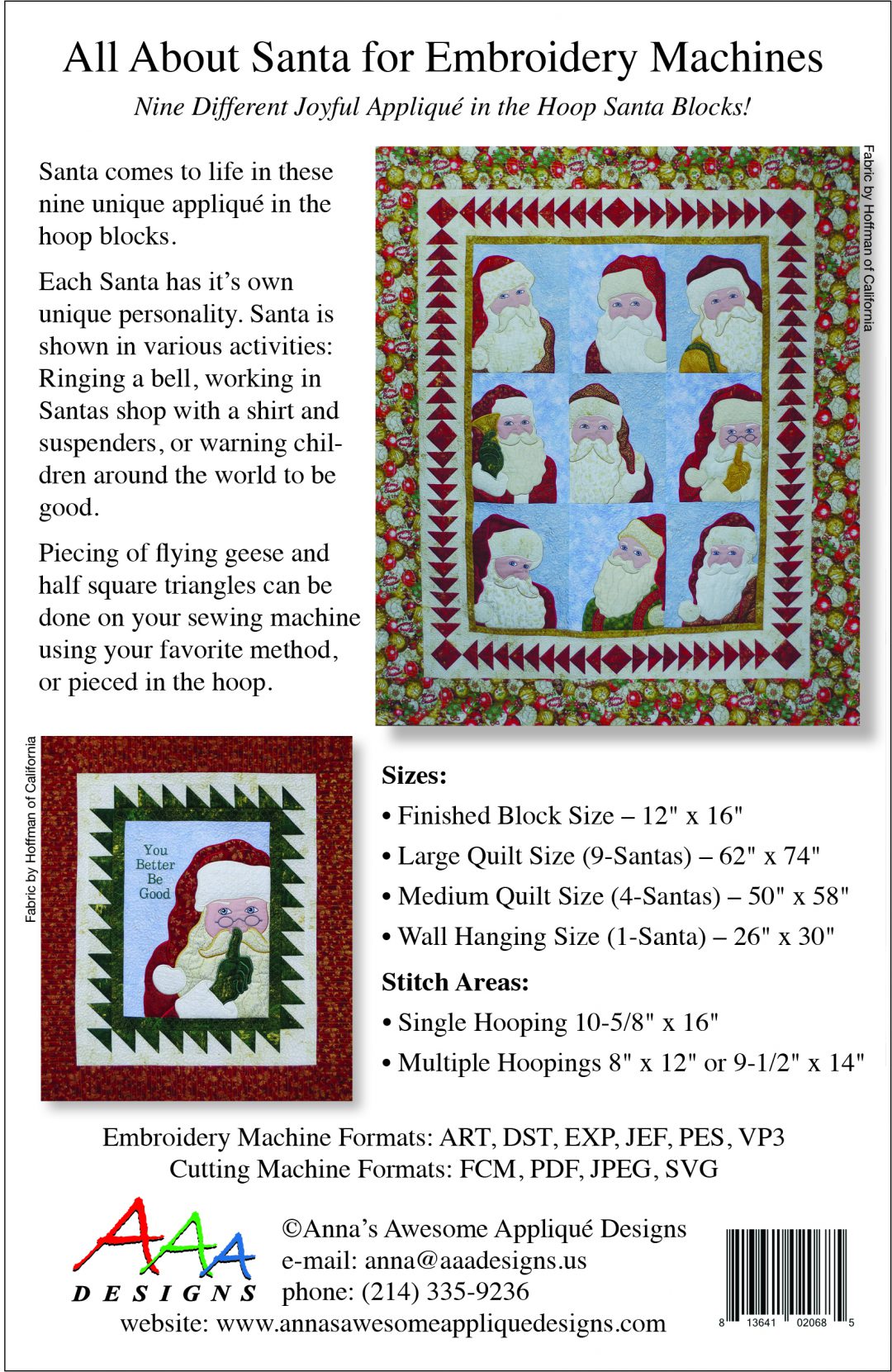 All About Santa | Annas Awesome Applique Designs